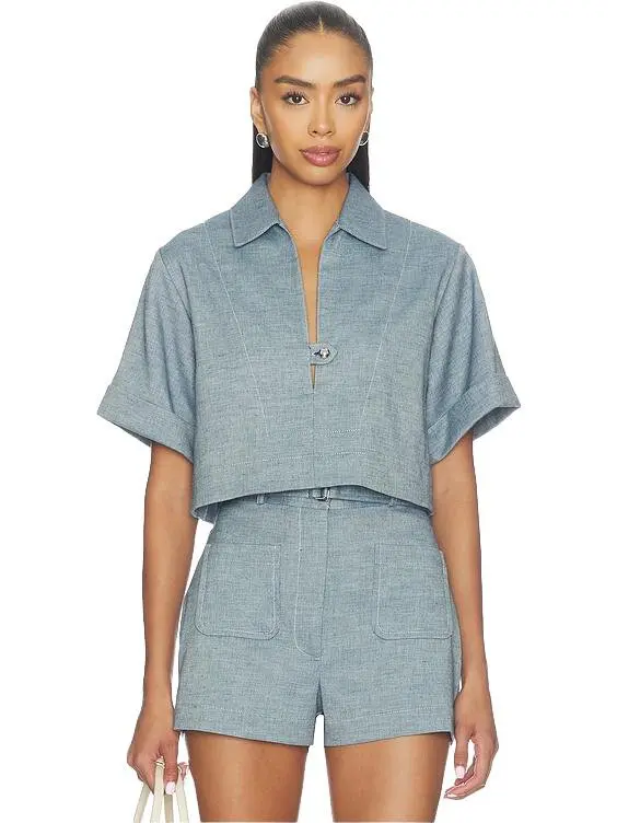 Matthew Bruch Cropped Popover Shirt - Denim