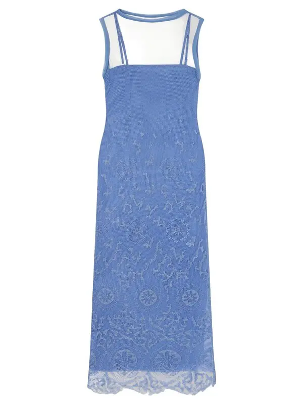 SIR. Leif Embroidered Tulle Midi Dress - Blue
