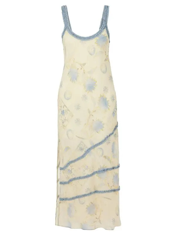 SIR. Cecile Ruffled Floral Chiffon Maxi Dress - Neutrals