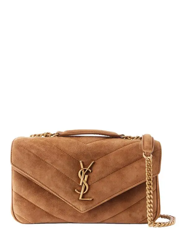 Saint Laurent Small Loulou Suede Shoulder Bag - Brown