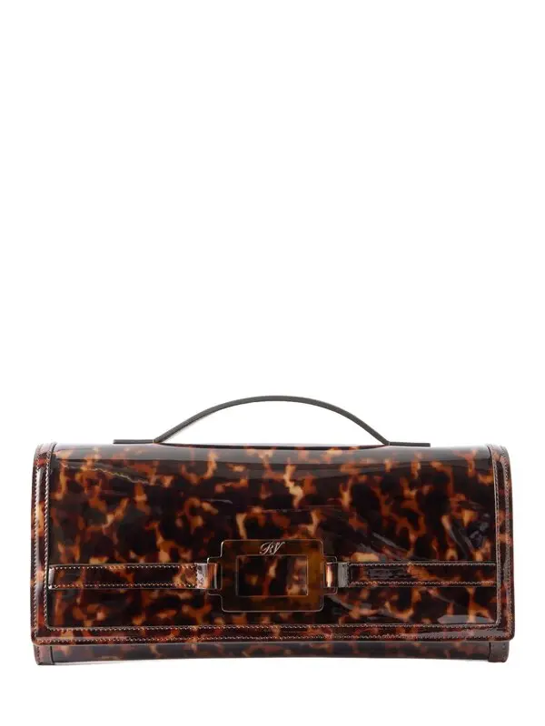 ROGER VIVIER Belle Vivier Coated-woven Clutch - Tortoiseshell