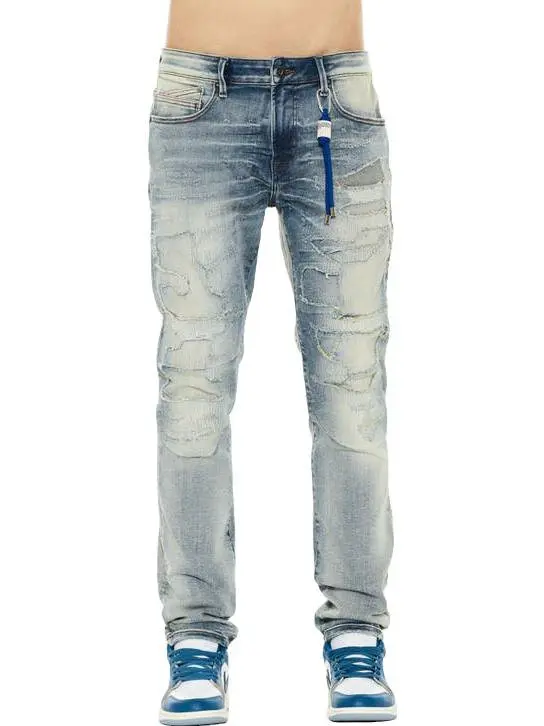 CULT OF INDIVIDUALITY Rocker Rip & Repair Slim Fit Straight Leg Jeans - Luca