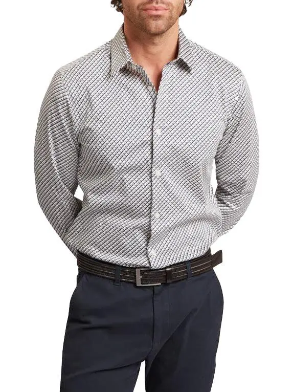 Ted Baker London Grelish Slim Fit Geo Print Stretch Cotton Button-up Shirt - Grey