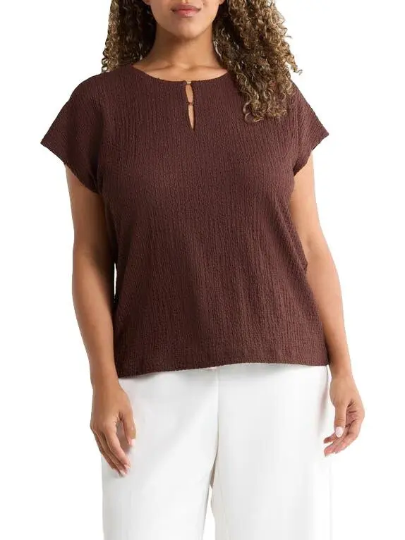 Jones New York Extended Shoulder Knit Top - Fudge