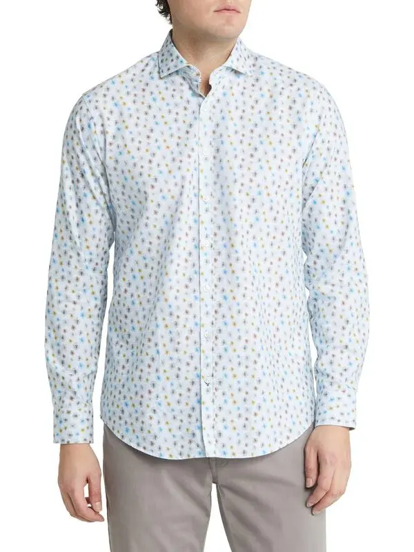 BRAX Harold Dandelion Print Button-up Shirt - Agave