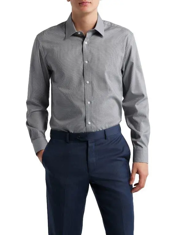 DANIEL HECHTER Modern Fit Micropattern Cotton Dress Shirt - Grey