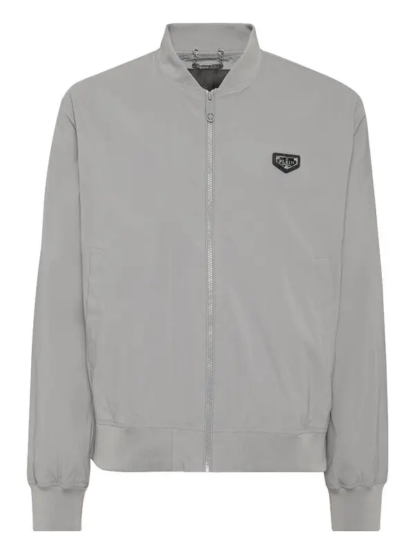 Philipp Plein Nylon Bomber Jacket With Logo Detail - Grey