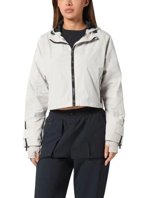 PLEIN SPORT Cropped Hooded Active Jacket With Drawstring Hem And Thumbholes - Lightgrey
