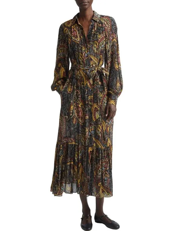 Etro Paisley Print Long Sleeve Shirtdress - Green