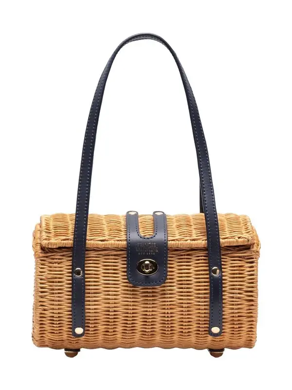 FRANCES VALENTINE Woven Basket Bag - Navy