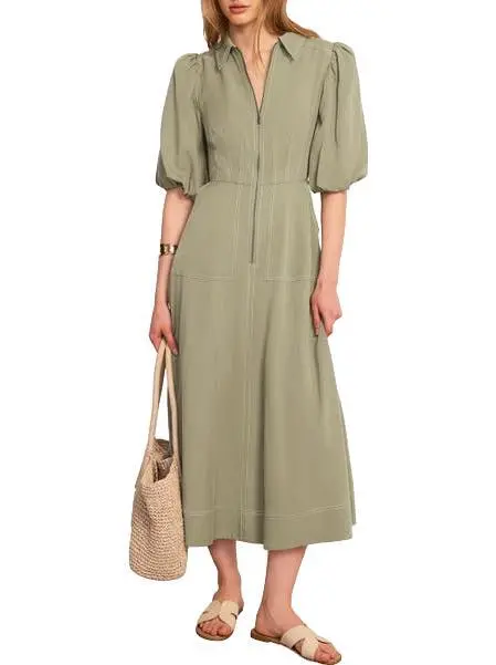 Mint Velvet Utility Zip Midi Shirt Dress - Khaki