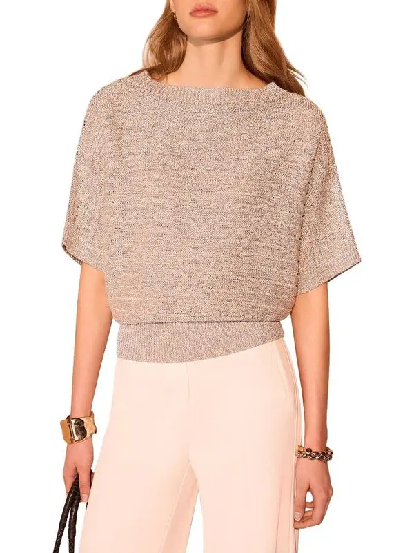 Mint Velvet Metallic Batwing Knit Top - Silver