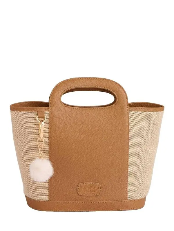 POM POM LONDON Berwick Canvas & Leather Tote Bag - Maple