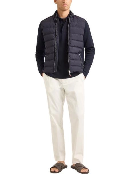 Orlebar Brown Wallace Down Quilted Merino Knit Sleeve Jacket - Night Iris
