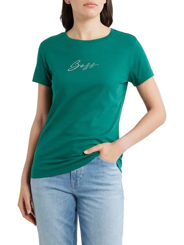 Hugo Boss Crystal Logo Cotton Top - Amazonite