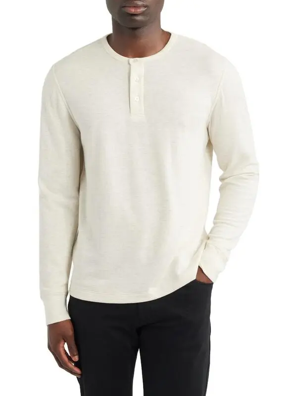 Vince Long Sleeve Pima Cotton & Modal Henley - Blanco
