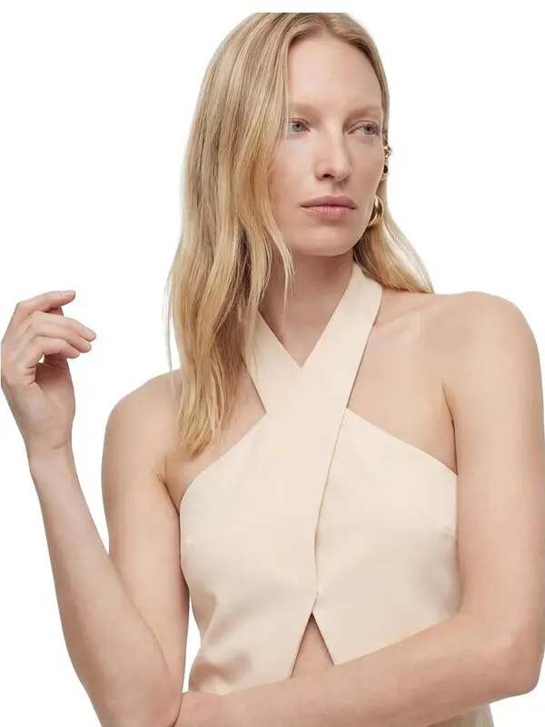KOTON Halter Neck Corset Crop Top - Ecru