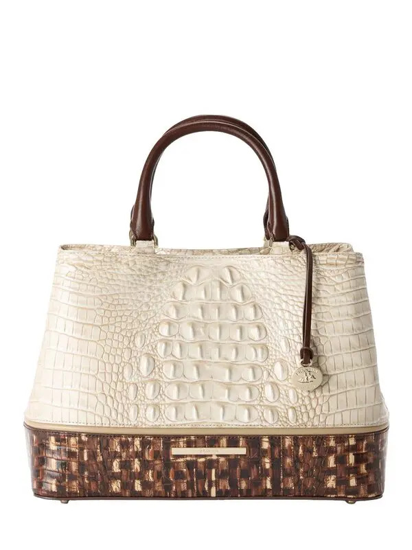 Brahmin Small Denise Croc Embossed Leather Satchel - Ivory Multi