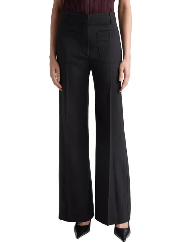Victoria Beckham Alina High Waist Stretch Flare Pants - Black