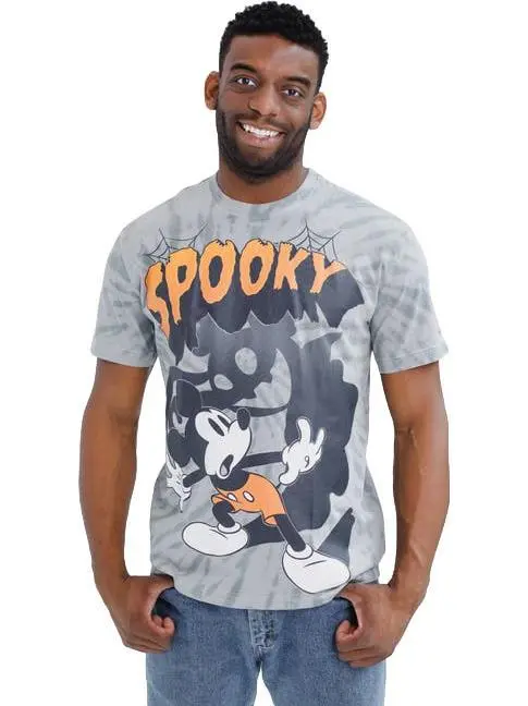 Disney Mickey Mouse "spooky" Graphic T-shirt - Mickey Ghost Grey