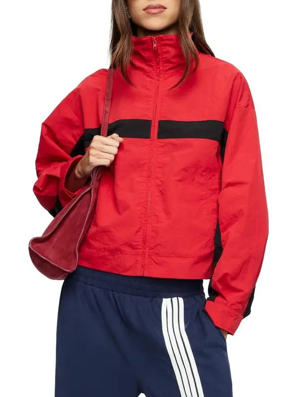 Lioness Essential Contrast Panel Zip-up Windbreaker - Flame