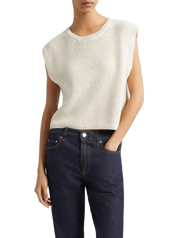 Derek Lam 10 Crosby Vivienne Cap Sleeve Sweater - Marshmallow