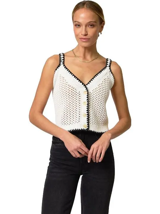 Central Park West Crochet Button Tank - Ivory