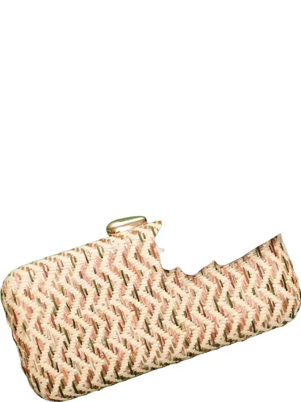 URBAN EXPRESSIONS Valentina Woven Box Clutch With Sculpted Metallic Clasp - Beige Multi