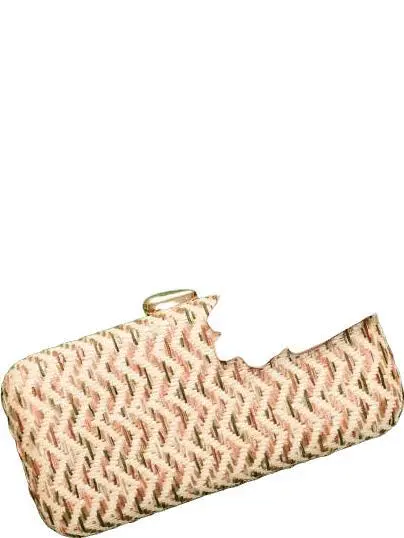 URBAN EXPRESSIONS Valentina Woven Box Clutch With Sculpted Metallic Clasp - Beige Multi