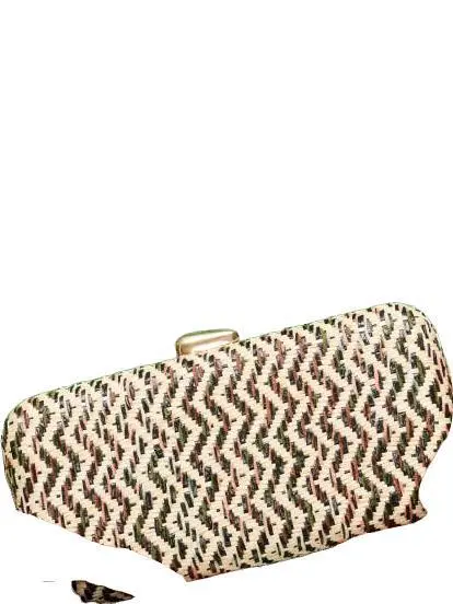 URBAN EXPRESSIONS Valentina Woven Box Clutch With Sculpted Metallic Clasp - Green Multi