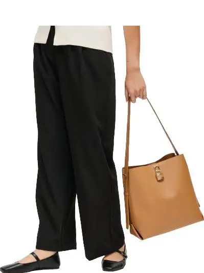 URBAN EXPRESSIONS Caroline Hobo Bag With Statement Lock Hardware - Camel