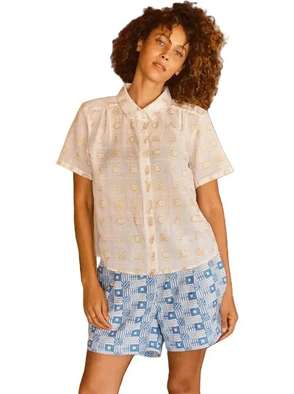 Ace & Jig Winnie Foldover Collar Blouse - Initial