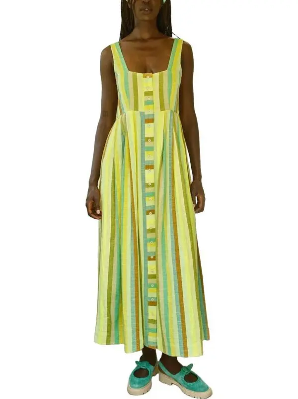 Ace & Jig Sleeveless Button-front Ankle-length Dress - Wave