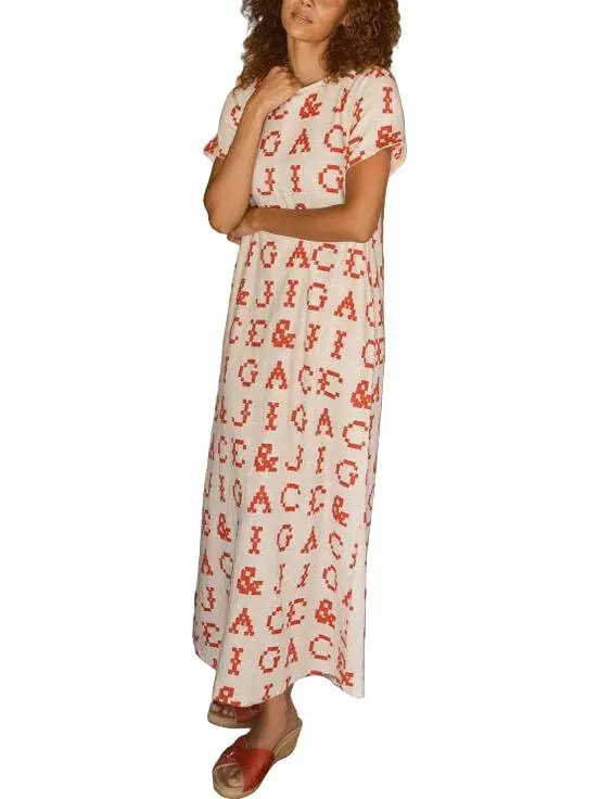 Ace & Jig Mette Button Back Belted A-line Maxi Dress - Monogram