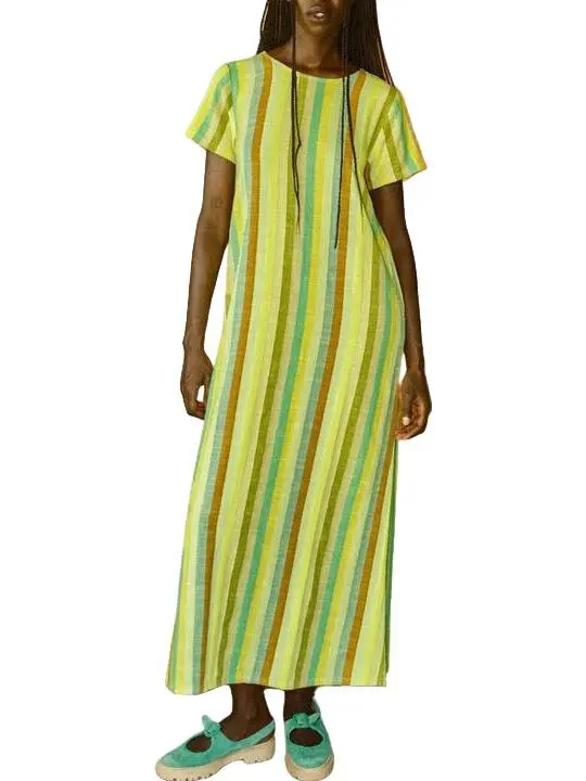Ace & Jig Mette Button Back Belted A-line Maxi Dress - Wave