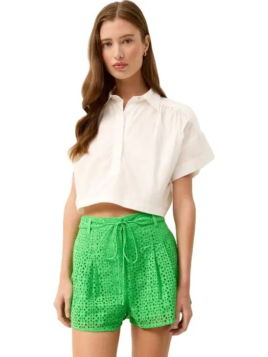 MARIE OLIVER Lander Short High-waisted Pleated Wide-leg Shorts - Emerald