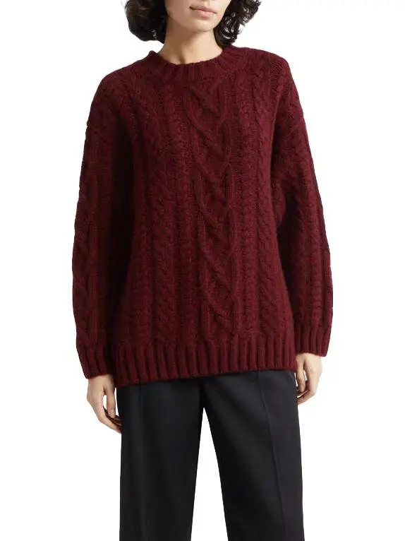 Johnstons Of Elgin Mabel Cashmere Crewneck Sweater - Deep Rouge
