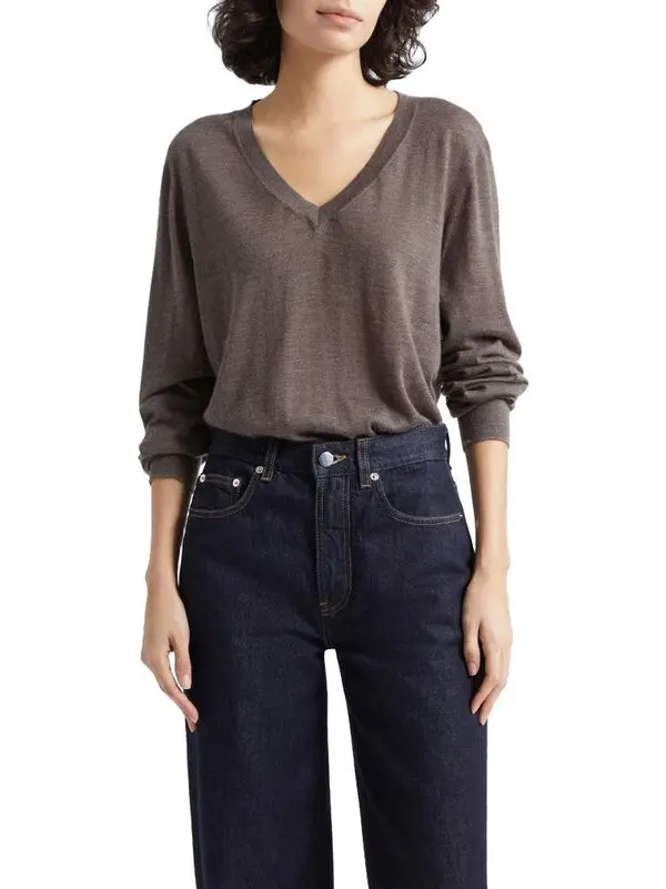 Johnstons Of Elgin Beatrice Superfine Cashmere V-neck Sweater - Ash