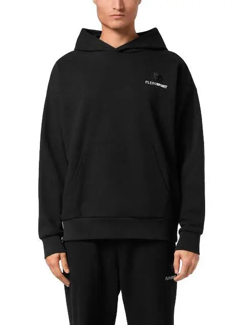 PLEIN SPORT Oversized Graphic Hoodie - Black