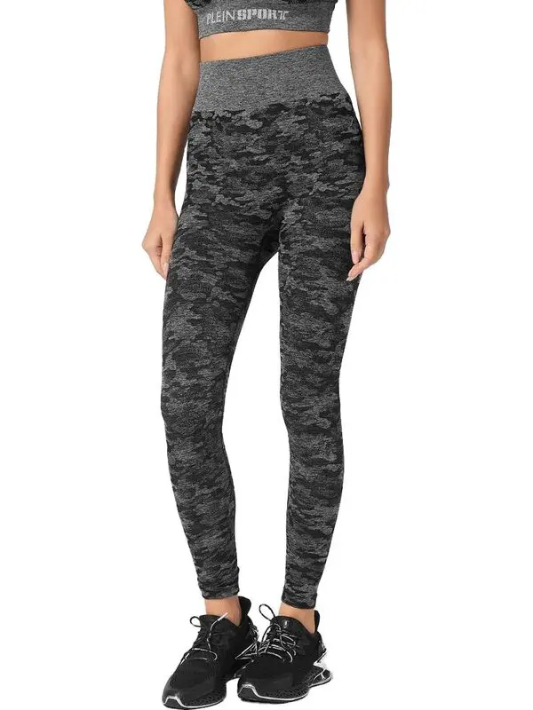 PLEIN SPORT Seamless Sport Leggings Camouflage - Black