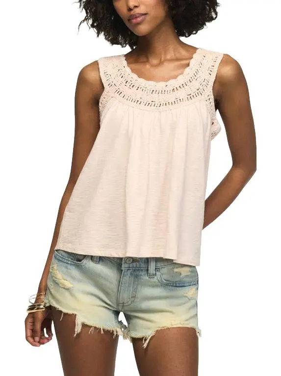 Lucky Brand Crochet Trim Swing Tank - Silver Peony