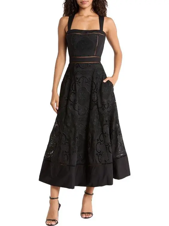 House Of Cb Ava Embroidered Sleeveless Maxi Dress - Black