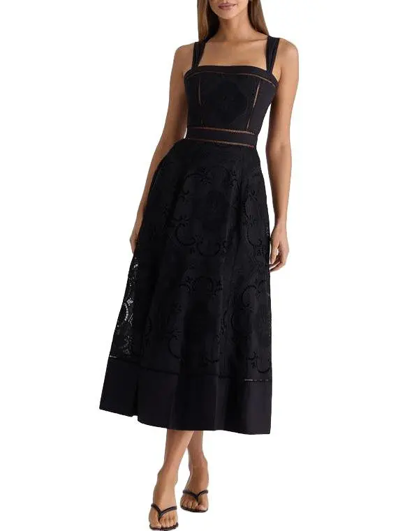 House Of Cb Ava Embroidered Sleeveless Maxi Dress - Black