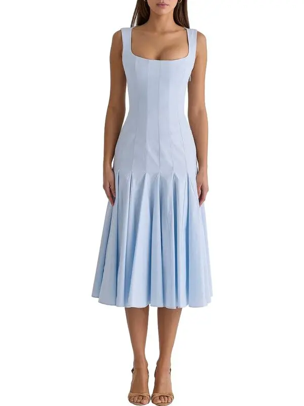 House Of Cb Soretta Fit & Flare Pleated Cocktail Dress - Blue