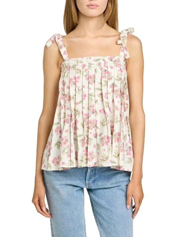 WAYF Stevie Floral Linen Blend Top - Garden Raspberry