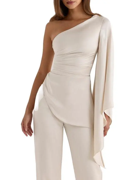 House Of Cb Nicolette Satin One Sleeve Top - Ivory