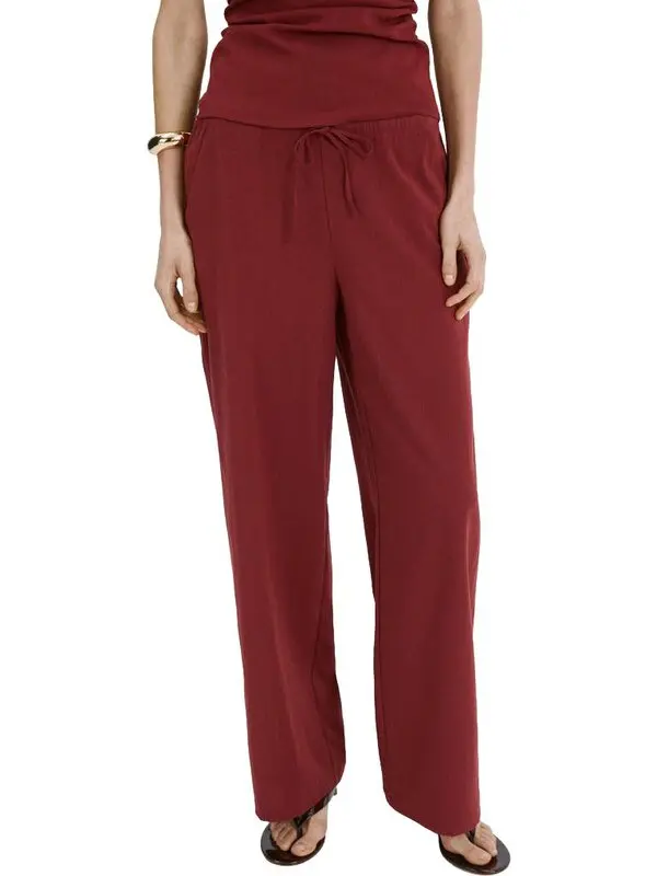 Mango Drawstring Straight Leg Pants - Red