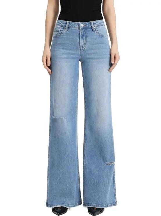 BAYEAS Mid Rise Wide Leg Jeans - Light Blue