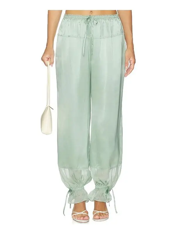 Ulla Johnson Camile Silk Cinched Pant - Mint