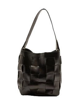 SABANDIJA Woven Full-grain Leather Handbag - Black